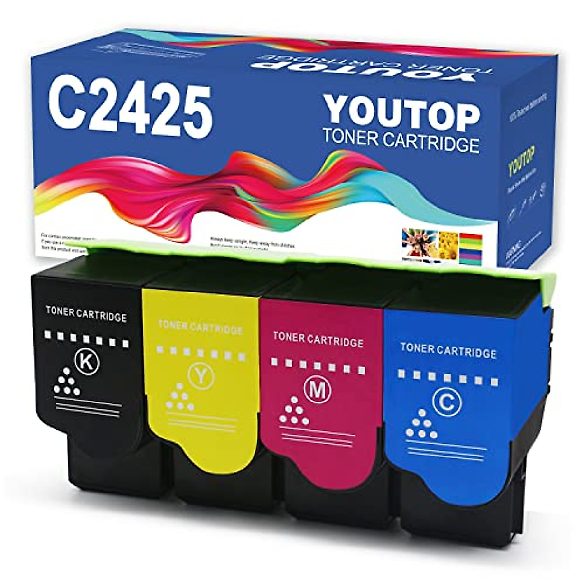 YOUTOP 4PK Remanufactured C231HK0 C231HC0 C231HM0 C231HY0 Toner Cartridge Compatible for Lexmark C2325/C2425/C2535/MC2325/MC2425/MC2640