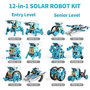 Lucky Doug 12-in-1 STEM Solar Robot Kit Toys Gifts for Kids 8 9 10 11 12 13 Years Old, Educational Building Science Experiment Set Birthday for Kids Boys Girls