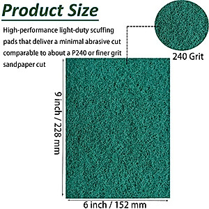 Tonmp 10 Pack 6" x 9" 240 Grit General Purpose Scuff Pads for Scuffing, Scouring, Sanding, Paint Primer Prep Adhesion Scratch - Surface Preparation Automotive Car Auto Body Woodworking (Green)