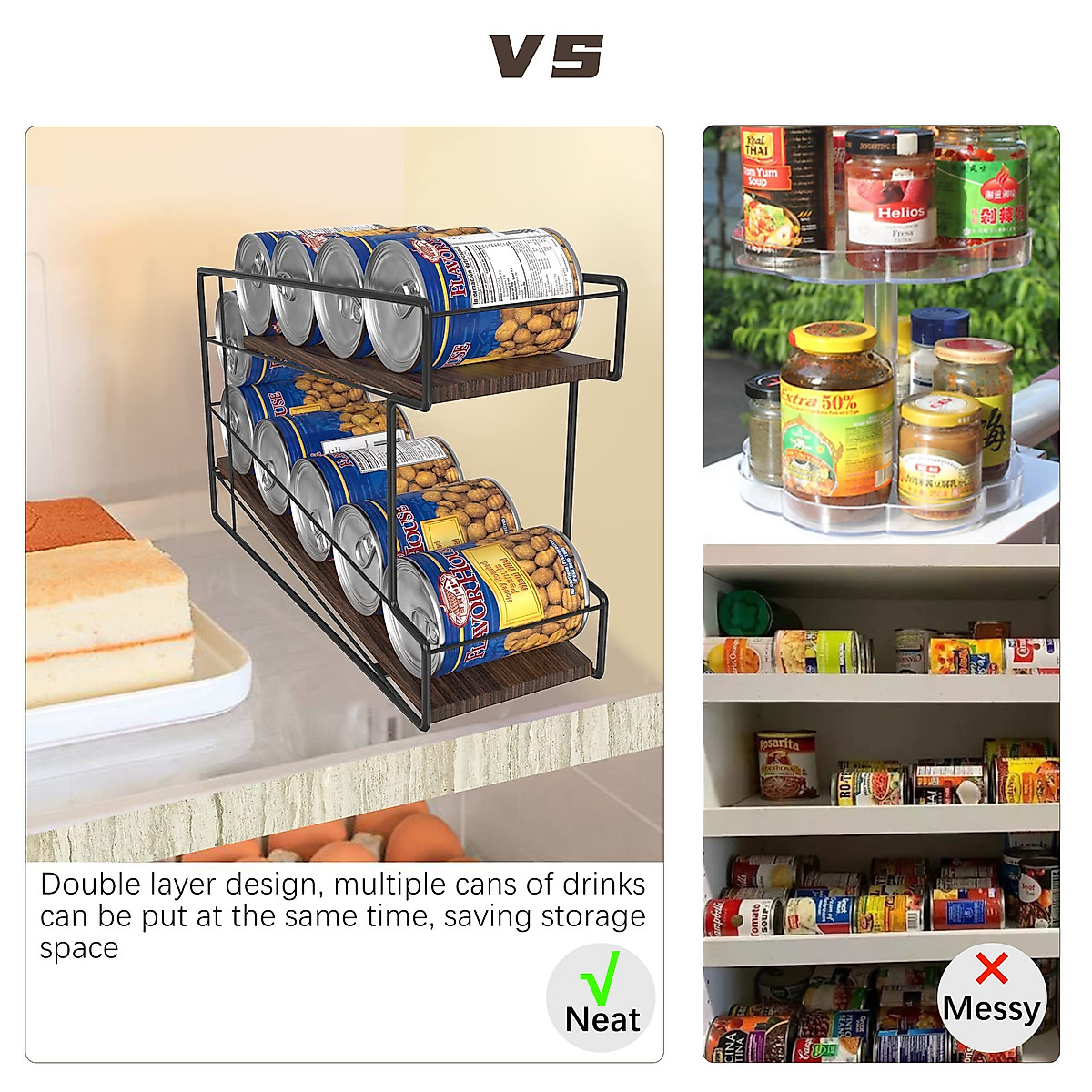 Rolling Can Organizer Can Dispenser for Beer Soda Seltzer Pop Can Soda Organizer 10 Standard Size 12oz Cans Holder Storage