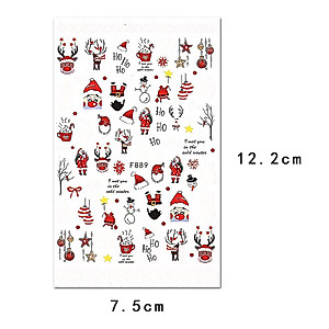 10 Sheets Christmas Nail Art Stickers Decals Self-Adhesive Pegatinas Uñas Holiday Kids Cute Red Xmas Snowflakes Tree Nail Supplies Nail Art Design Decoration Accessories