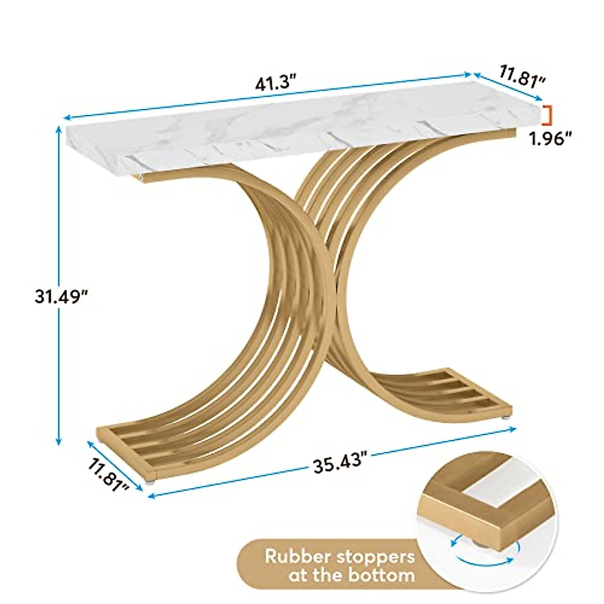 LITTLE TREE 41 inches Gold Entryway Console Table, Sofa Table Accent Table for Living Room