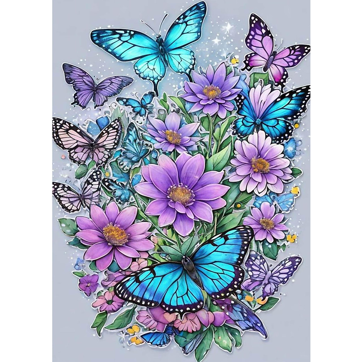 Baipisan Cross Stitch Kits for Adults - Butterfly Stamped Crossstitching Kits Preprinted 11 Count Cross-Stitch Kit for Beginner, 11CT Prestamped Easy Pattern Needlepoint Kits Crafts for Decor