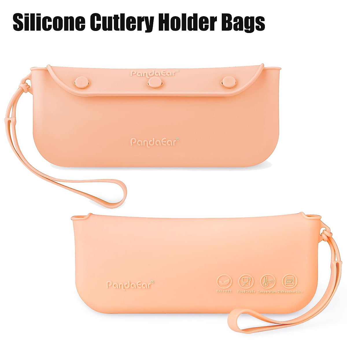 PandaEar 4 Pack Silicone Baby Spoons & Forks with 2 Pack Baby Cutlery Holder Bags, Baby Feeding Set Self Feeding Utensils & Reusable Portable Flatware Box Tableware Organizer Storage Case