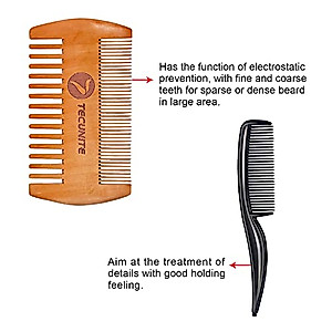 TecUnite 4 Pieces Beard Trimming Scissors Set, Grooming Scissors for Men and Mustache Beard Comb Beard Grooming Trim Scissor Kit with Storage Bag