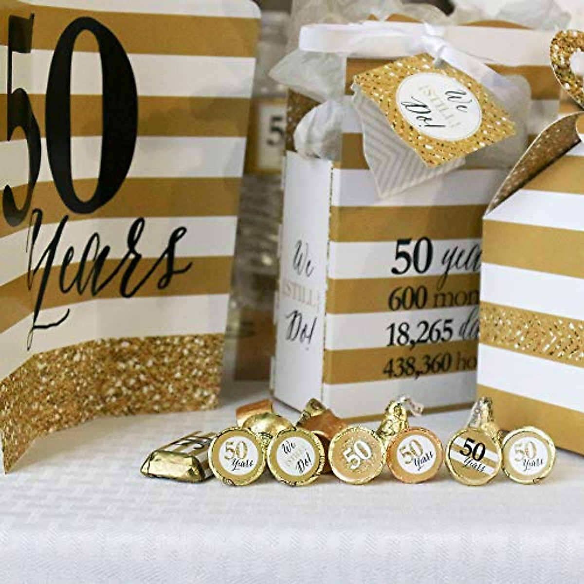 Big Dot of Happiness We Still Do - 50th Wedding Anniversary - Party Round Candy Sticker Favors - Labels Fit Chocolate Candy (1 Sheet of 108)