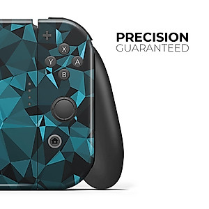 Design Skinz - Compatible with Nintendo Switch OLED Console Bundle Skin Decal Protective Scratch-Resistant Removable Vinyl Wrap Cover Turquoise and Black Geometric Triangles + Dock Joy‑Con