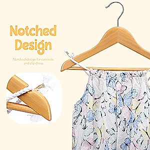CozyMood Childrens Wooden Hangers Kids Hangers, 20 Pack Baby Hangers Nursery Wood Hangers, 360° Swivel Hook Non Slip Coat Hanger for for Coats, Suits, Pants and Jackets (Natural)