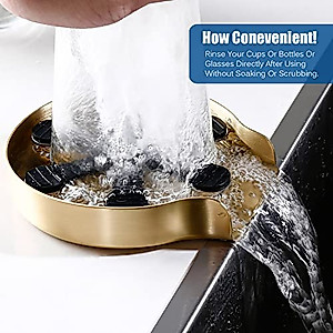 Kitchen Sink Glass Rinser,Faucet Glass Rinser for Kitchen Sinks,stainless steel Bottle Washer,Bar Glass Rinser,Kitchen Sink Accessories,Cup Rinser Bottle Washer (Brushed Gold)