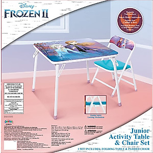 Disney Frozen Activity Table & Chair Set for Toddlers 24-48M, Includes 1 Table & 1 Chair - Sturdy Metal Construction, Table: 20"L x 20"W x 16.4"H, Chair: 12"L x 11.6"W x 17.7"H - Weight Limit: 70 lbs