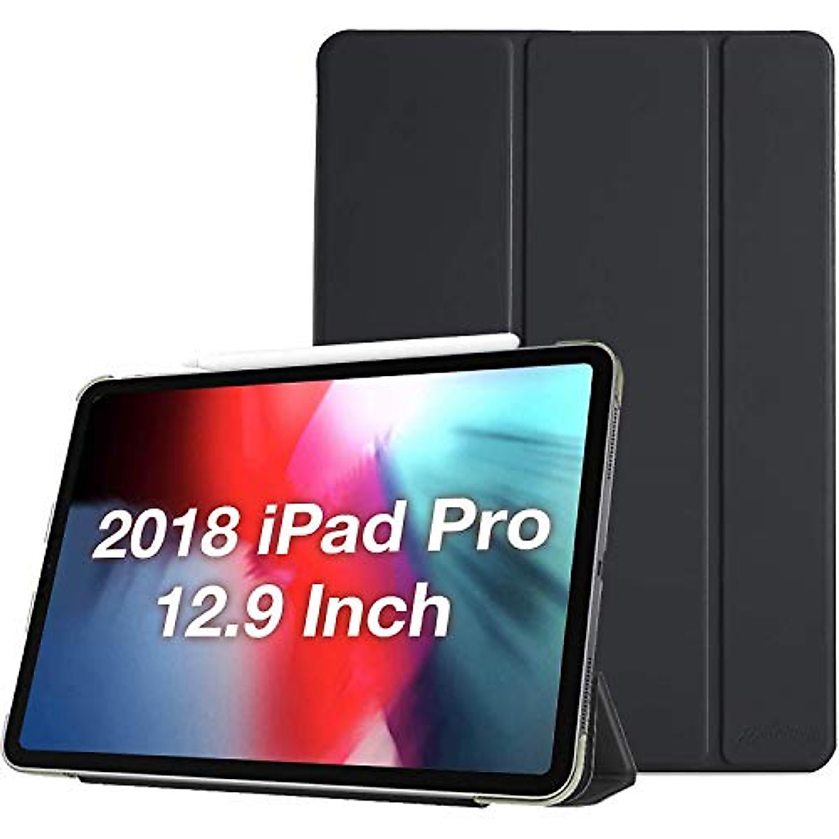 ProCase Smart Case for iPad Pro 12.9" 2018 3rd Gen, Slim Lightweight Trifold Stand Smart Cover with Translucent Frosted Back Protective Case for iPad Pro 12.9 Inch 3rd Gen 2018 Release –Black