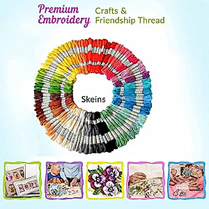 Magxvouy 50 skeins Rainbow Color Embroidery Floss Cross Stitch Threads with Tool Accessories, Embroidery Thread Kits for Cross Stitch, Bracelet Friendship and Craft Floss