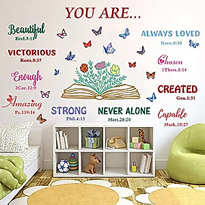 Girl You Are Beautiful Inspirational Quote Wall Decal Wall Stickers Floral Elf Wall Decals Flowers Wall Decals Flowers Butterfly Fairy Wall Decal Removable Vinyl Wall Art Stickers for Girls Baby Nursery Kids Bedroom Living Room Bathroom Wall Decor