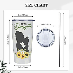 Kaqqeti Daughter Birthday Gift from Mom, Best Gifts Ideas from Daughter, Valentines Gifts for Daughter from Mom, Birthday Gifts for Daughter, to My Daughter Tumbler With Lid and Straw 20oz 1pc