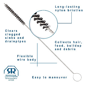 Redecker Nylon Hair Gripping Brush, 11 inches, Sturdy Wire Handle, Removes Hair from Sinks and Drain Pipes, Hanging Loop for Storage, Made in Germany