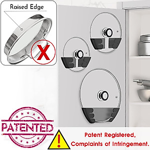 Universal Adjustable Pot Lid Holder Organizer for Cabinet - Upgraded Patented Niceyos 4 Pack Pan Lids Organizers Inside Cabinet Door Wall Mount Pots Top Rack for Kitchen Cupboard Fit 6" to 13" (Black)