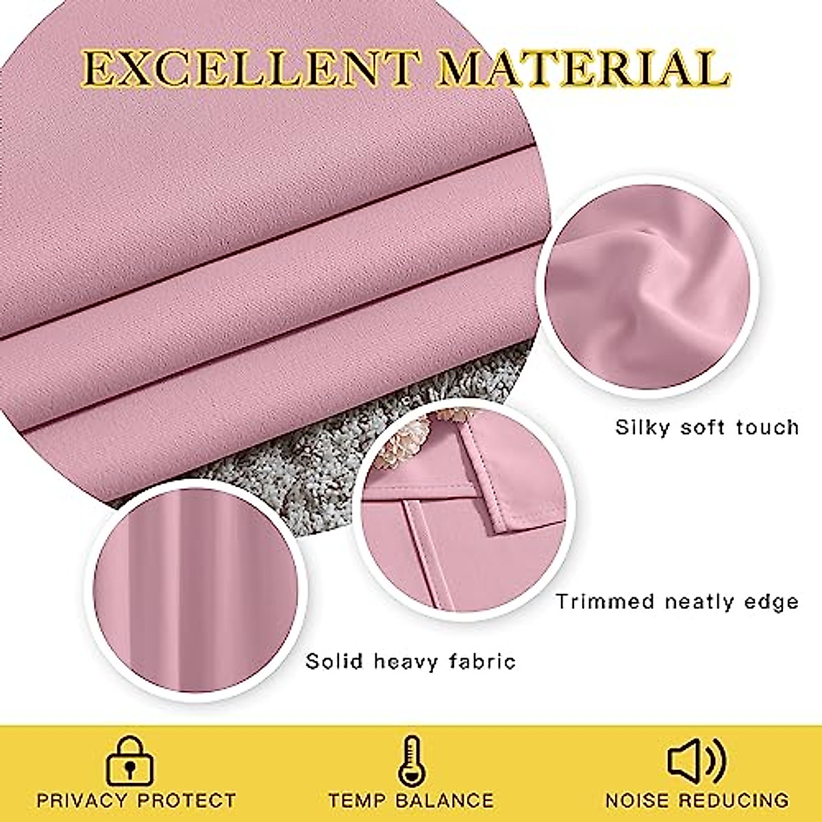 NICETOWN Crystal Pink Blackout Curtains for Bedroom - Grommet Blackout Thermal Insulated Room Darkening Sound Blocking Window Treatments for Girls Room/Teens, 2 Panels, W52 x L84