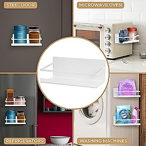 NHZ Magnetic Spice Rack, Magnetic Spice Rack Refrigerator, Magnetic Shelf, Metal Fridge Shelves with Extra Strong Magnets, Magnetic Shelf for Refrigerator, Perfect Space Saving (2 Pack, White)