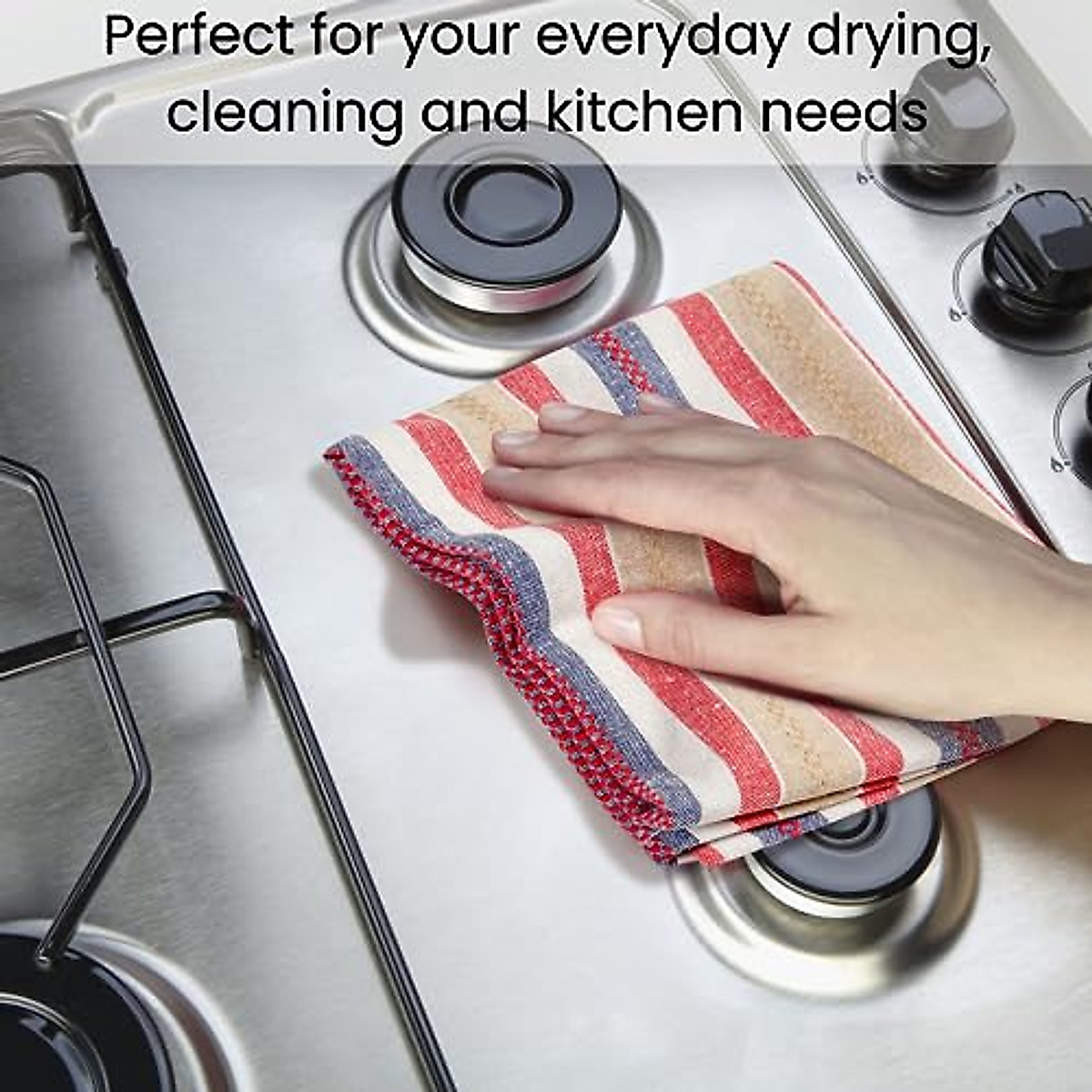 Linen Hub Premium Kitchen Towels 100% Cotton 18x26 Set of 6 - Tea Towels - Kitchen Dishcloth Towels - Dish Cloth for Household Cleaning - Soft Absorbent Quick Drying Dish Towels Red Multicolor