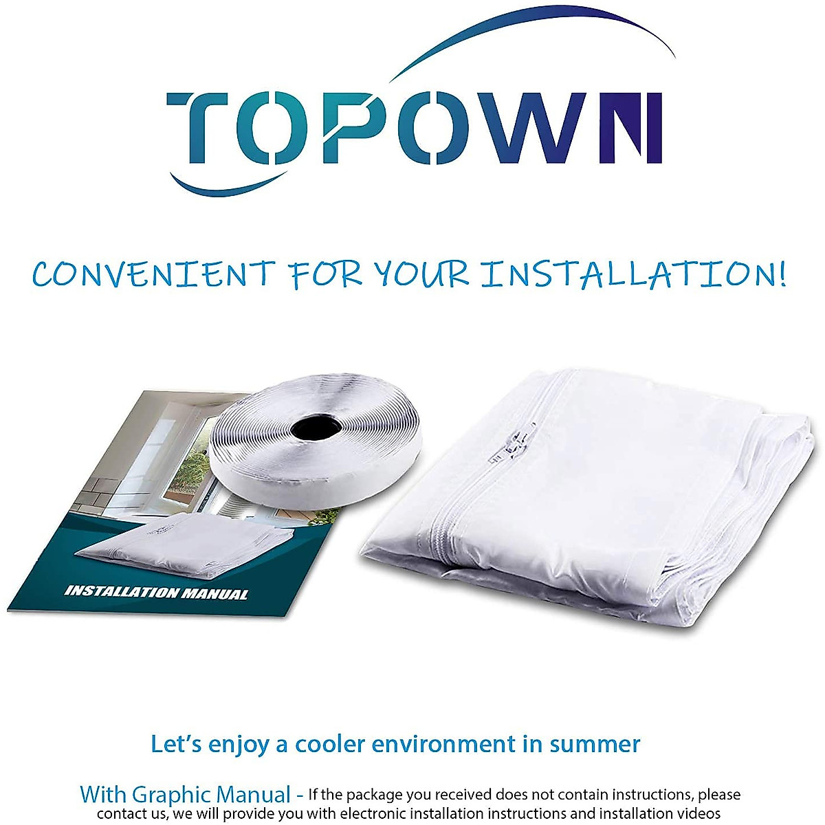 TOPOWN 560cm/220"Universal Window Seal for Portable Air Conditioner and Tumble Dryer,Easy to Install-Seal for AC Unit-Sealing AC with Zip and Adhesive Fastener,Works with Every Mobile Air-Conditioning