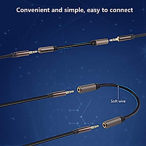 Pasow 3.5mm Female to Female Adapter Cable TRS Stereo Audio AUX Connector Cod for Headphones, Car, HiFi - 15cm/6inch (Coffee)