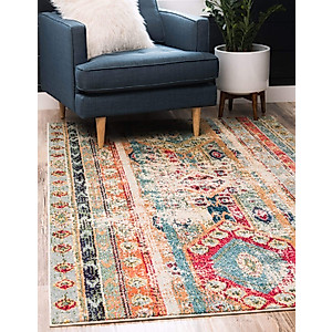 Unique Loom Sedona Collection Distressed, Southwester, Over-Dyed, Vintage Area Rug, 8' 0" x 10' 0", Blue/Beige
