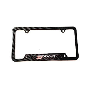 Carbon Fiber Stainless Steel ST Racing Performance Sport License Plate Cover Frames Holder W/Screw Caps for Ford ST (2 CB)