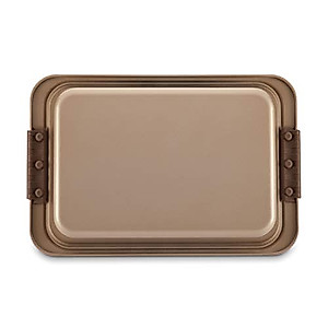 Anolon Bronze Nonstick Baking Pan With Lid / Nonstick Cake Pan With Lid, Rectangle - 9 Inch x 13 Inch, Brown