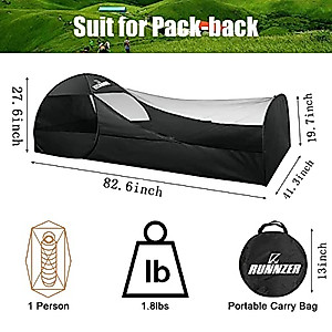 L RUNNZER Single Camping Tent, Pop-Up Net with Upgraded Mesh for Sleeping Outdoor Camping Traveling