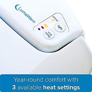 Brondell L60-EW LumaWarm Heated Toilet Seat with Night Light, Three Temperature Settings, Gentle Close Lid, Easy Installation, Built-in Controls, Elongated, White
