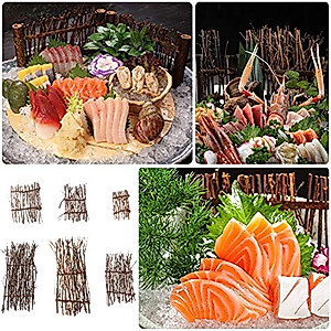 Yardwe 6pcs Sushi Bamboo Fence Japanese Bamboo Decoration Sushi Sashimi Plate Decorative Bamboo Fence Ornaments for Restaurant Landscape Decoration