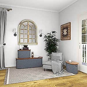 Deco 79 Metal Storage Bench with Brown Wood Top, Set of 3 48", 23", 23"W, Brown