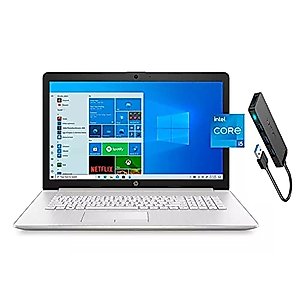 2021 Newest HP 17 17.3" HD+ Laptop Computer, Intel Core i3 1115G4 up to 3.2GHz (Beat i5-8365U), 8GB DDR4 RAM, 1TB HDD, AC WiFi, Bluetooth 4.2, Webcam, Windows 10 External 3 Port USB HUB