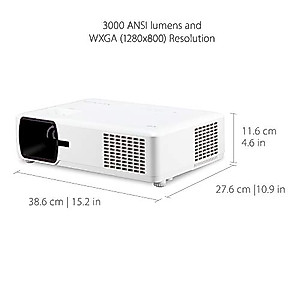 ViewSonic Bright 3000 Lumens WXGA Lamp Free LED Projector with HV Keystone and 360 Degree Flexible Installation, LAN Control, 10W Speaker, IP5X Dust Prevention for Home and Office (LS600W)
