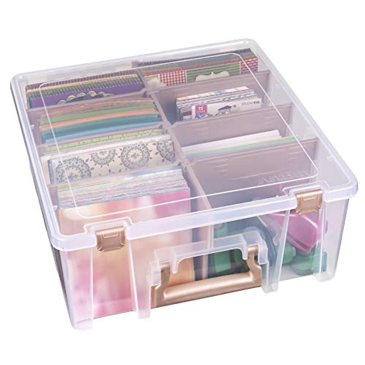 ArtBin Super Satchel Compartment Box - Stackable Durable Art Storage with 8 Removable Compartments, Smart Closure, and Portable Design for Craft Supplies, Threads, Ribbons, Paint Tubes