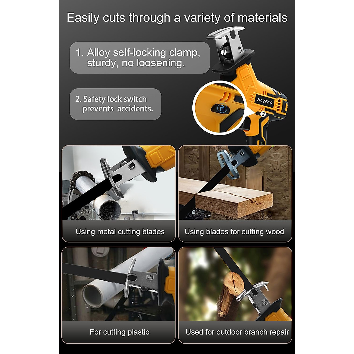 Cordless Reciprocating Saw for DeWo1t 20V Max Battery (Battery NOT Included),Cordless Variable Speed, Blades Kit for Wood/Metal/PVC Cutting