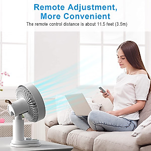 Portable Rechargeable Clip on Fan with Remote, Camping Fan Auto Oscillating Quiet USB Desk Fan 6 Inch Battery Operated Personal Fan Strong Airflow Ideal for Golf Cart Gym Camping Travel Home Office