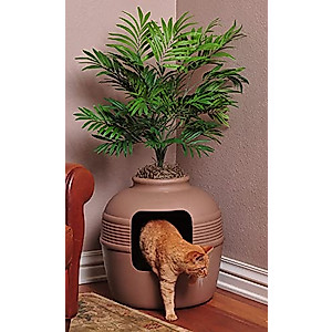 Good Pet Stuff, The Original Hidden Litter Box, Artificial Plants & Enclosed Cat Planter Litter Box, Vented & Odor Filter, Easy to Clean, Mocha Brown
