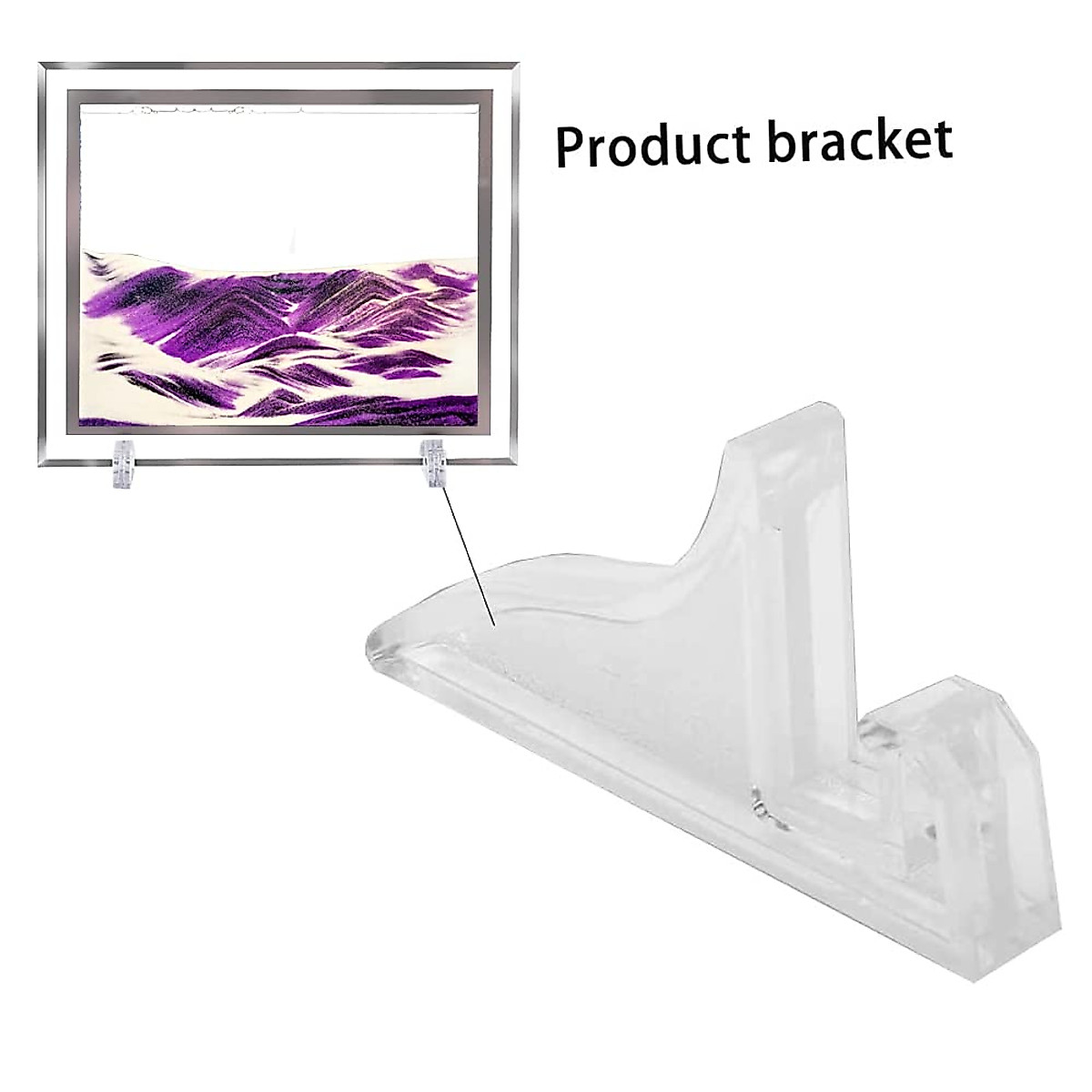 Muyan Moving Sand Art Picture Sandscapes in Motion Dynamic Sand Picture Glass 3D Deep Sea Display with Stand Decor Desktop Home Office Creative Gift (Purple, 7inch)