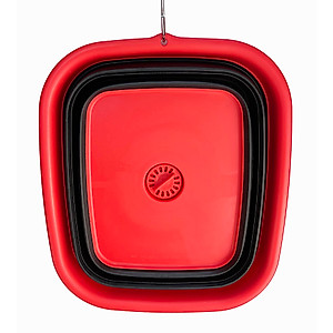 SAMMART 15L (3.9 Gallon) Collapsible Dishpan with Draining Plug - Foldable Washing Basin - Portable Dish Washing Tub - Space Saving Kitchen Storage Tray (Vermeil/Black)