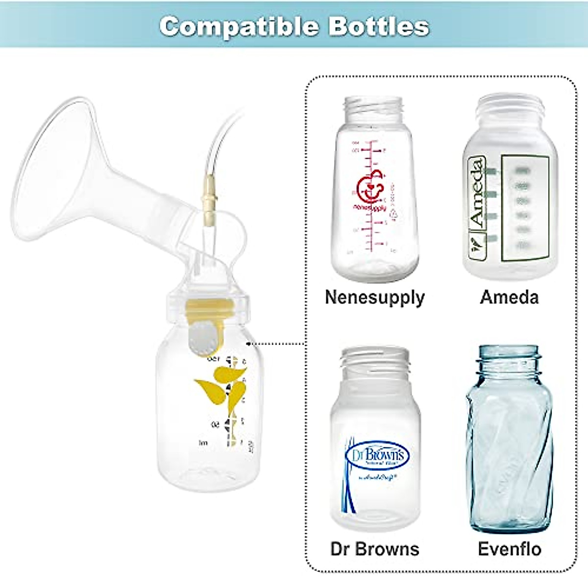 Nenesupply Pump Parts 21mm Flanges Compatible with Medela Breastpump Flange Valve Membrane Connector Compatible with Personalfit Connector Not Original Medela Pump Parts. Pump in Style Symphony