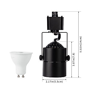 mirrea Bulb Replaceable LED Track Lighting Heads for Black H Type Rail Cylinder Ceiling Spotlight with 8W GU10 Bulb 90 CRI 3000K Warm White 38° Beam Angle Pack of 6