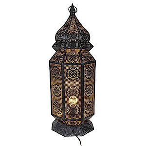 Northlight 29.5" Black and Gold Moroccan Style Lantern Floor Lamp