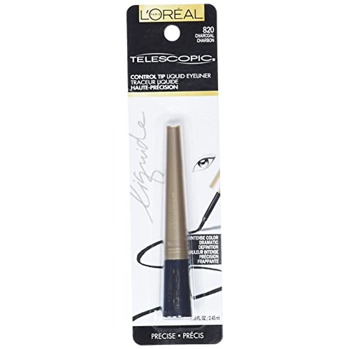 L'Oreal Telescopic Precision Liquid Eyeliner, Charcoal [820] 0.08 oz