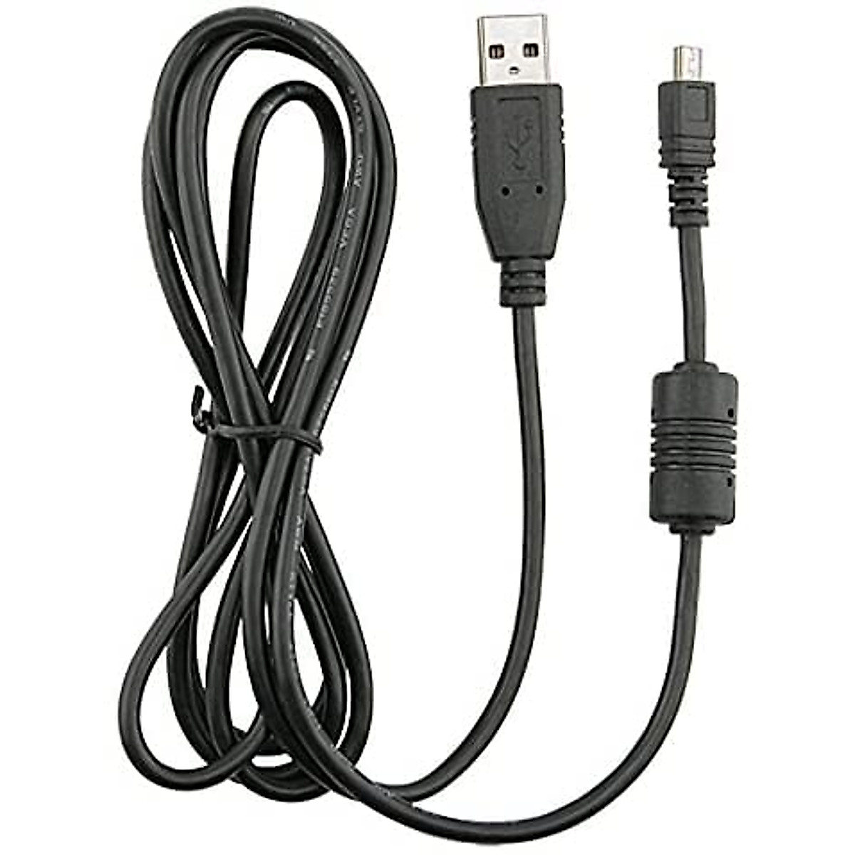 Black USB 2.0 A to 8-Pin Mini B Cable w/ Ferrite - 1.5M / 59 Inches for Nikon CoolPix P90
