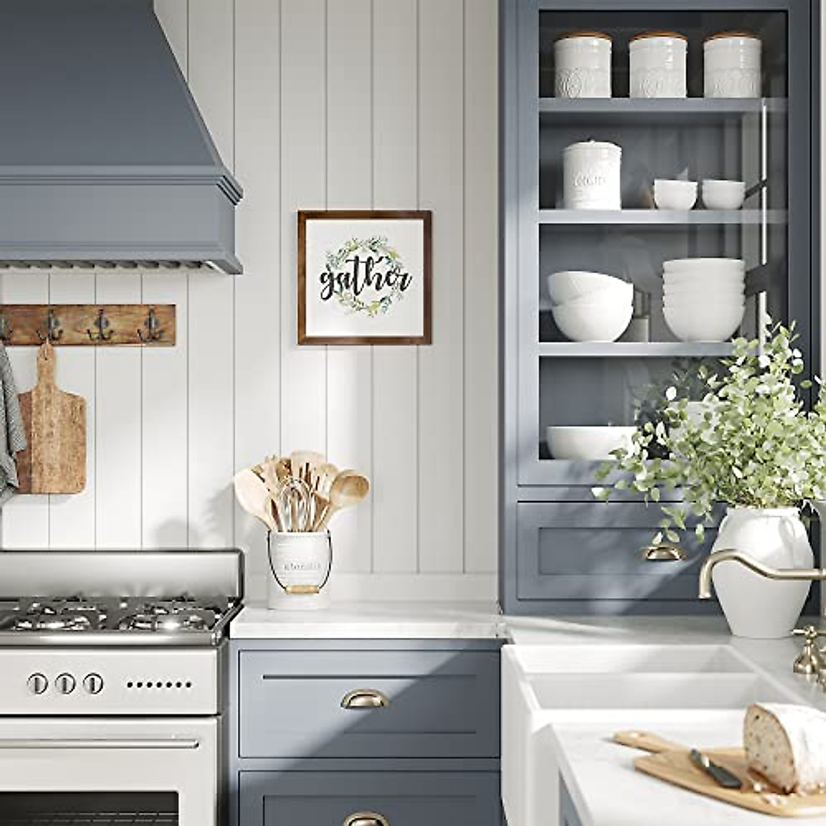 Barnyard Designs Gather Sign Rustic Primitive Country Farmhouse Home Decor Wall Sign 13" x 13”