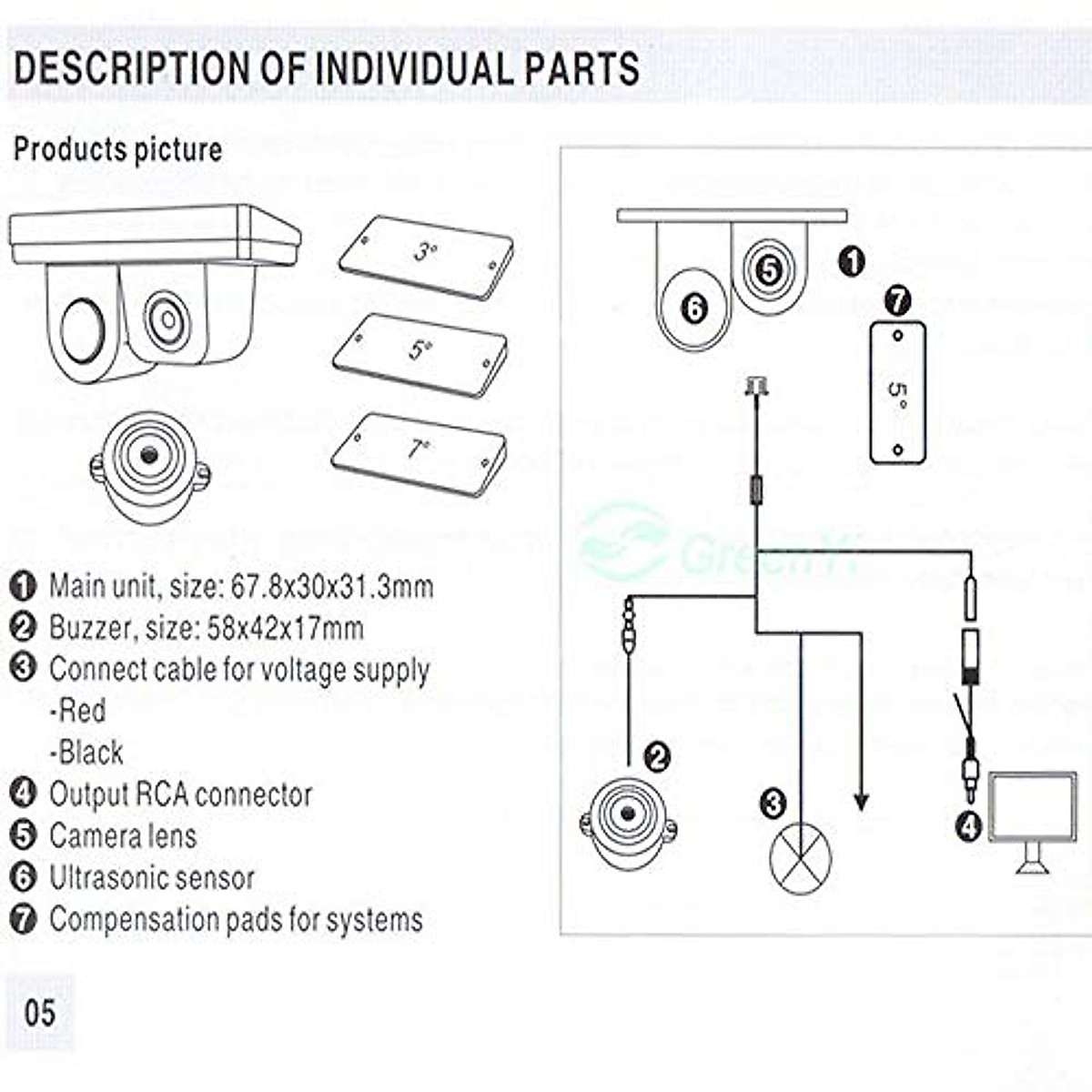 Polarlander Car Rear View Camera 2In1 Design Camera Parking Sensor Kit Auto Reversing Rearview Backup Parking Radar 170 Degree