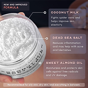 Brooklyn Botany Dead Sea Salt and Coconut Milk Body Scrub - Moisturizing and Exfoliating Body, Face, Hand, Foot Scrub - Fights Stretch Marks, Fine Lines, Wrinkles - Great Gifts for Women & Men - 10 oz