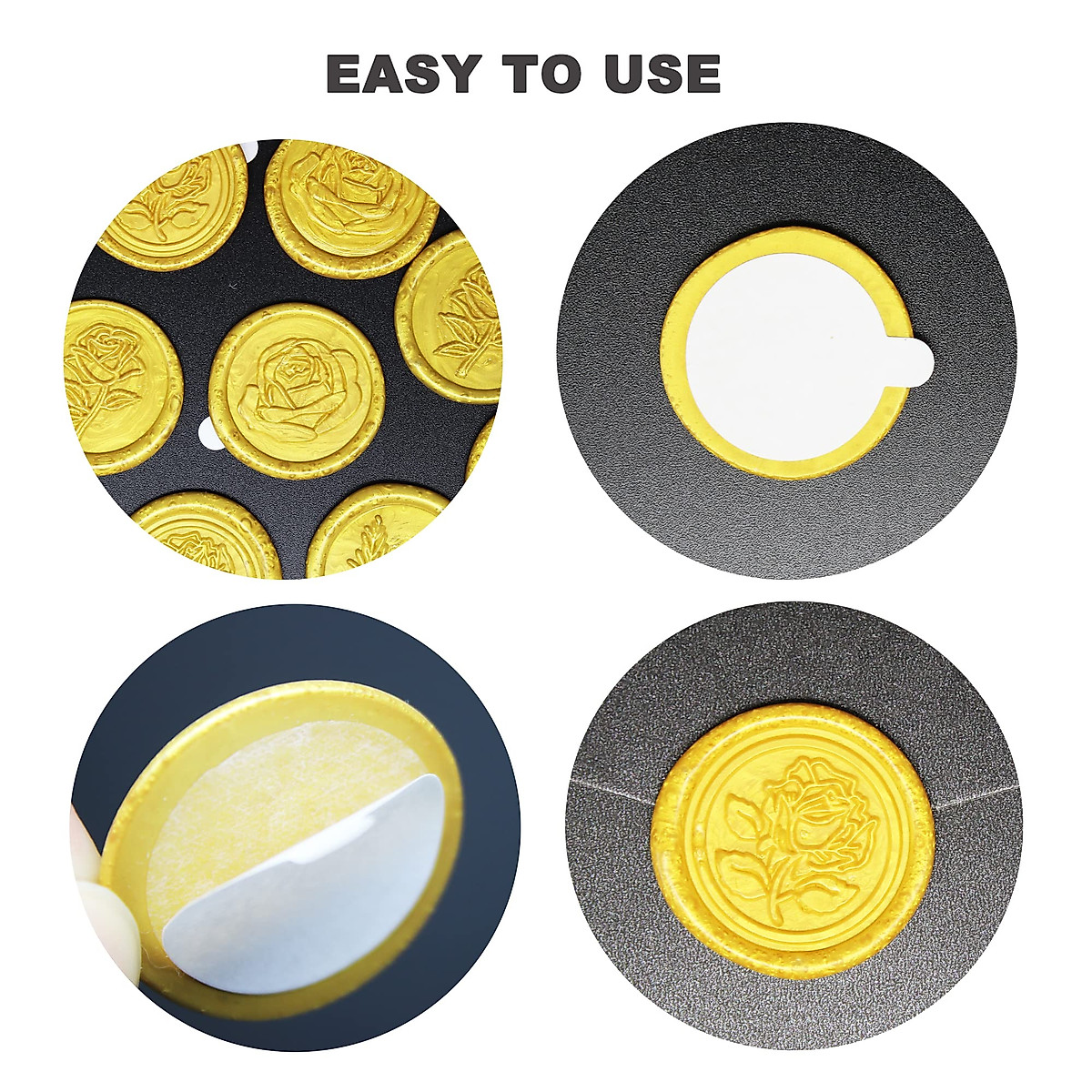 LSYGXYZ Adhesive Wax Seal Stickers, 24 Pieces Handmade Wax Seal Stamp Adhesive Stickers Gold Rose Flower Rosemary Seal Stickers for Envelopes Decorative(3 Rose Flower Styles, 1 Rosemary Style)