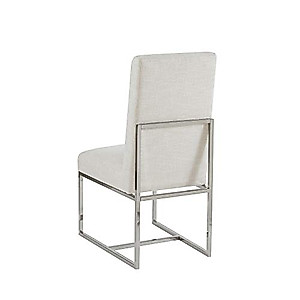 Madison Park Junn Dining Chairs - High Back, Soft Modern Luxe Accent Furniture, Sturdy Chrome Metal Legs Kitchen-Stool, All Cushion Deep Seating, 19"W x 26"D x 40"H, Natural